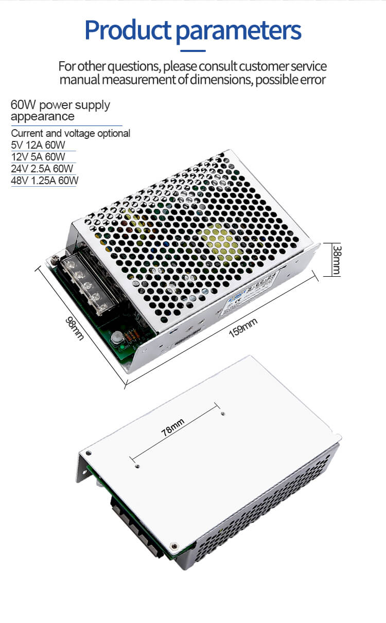 China OEM S-60-24 60W 24V 2.5A smps output voltage DC Switching Model ...