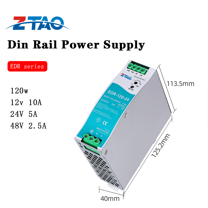 China 120W EDR-120-24 24V 5A 12V 10A 120W Din Rail Switching Mode Power Supply Manufacturers ...