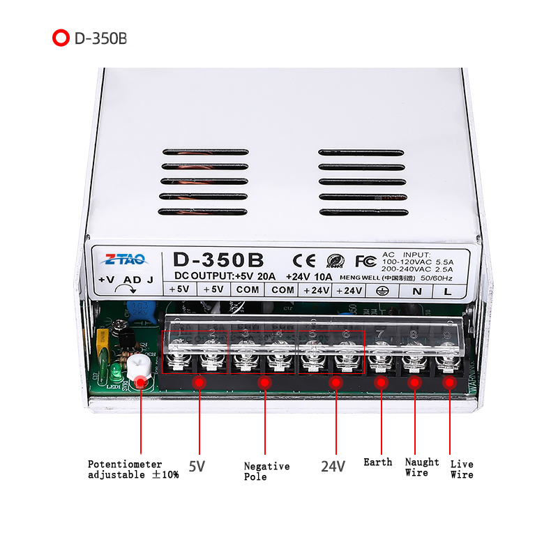 35W 120w 350w the Negative and Positive 5v 12v 15v 24v Psu Smps Dual ...