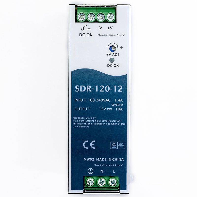 SDR-120-24 12V 10A 24V 5A PFC LED DIN Rail Switching Power Supply ...