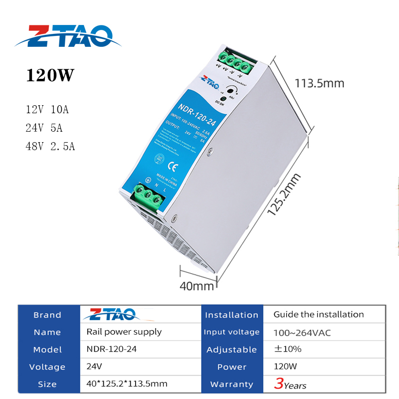China Industrial DIN RAIL 12V 24V 48V 120W DC Switching mode Power converter Manufacturers ...